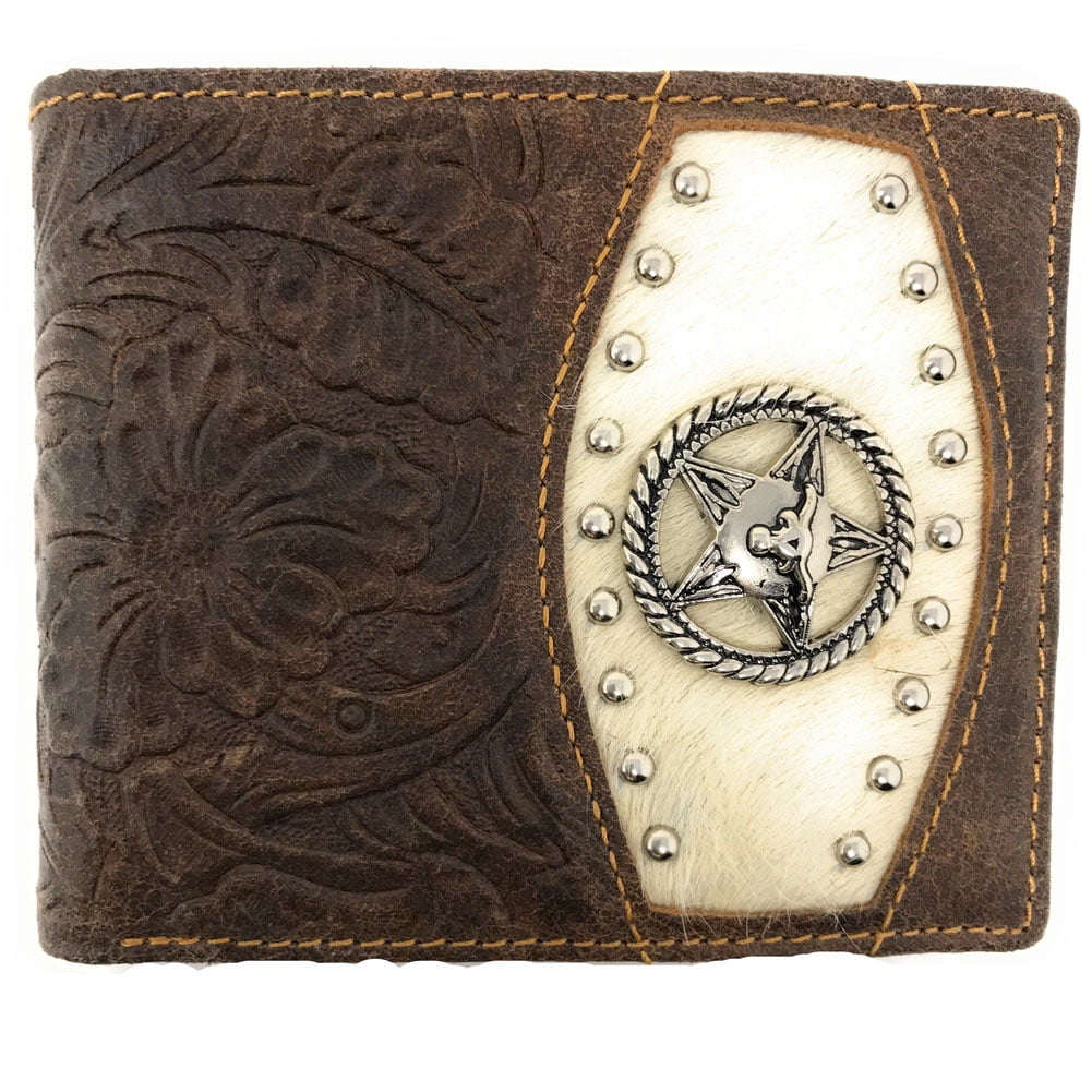 Texas West Premium Cow Fur Genuine Leather Men's Short Bifold Wallets ...