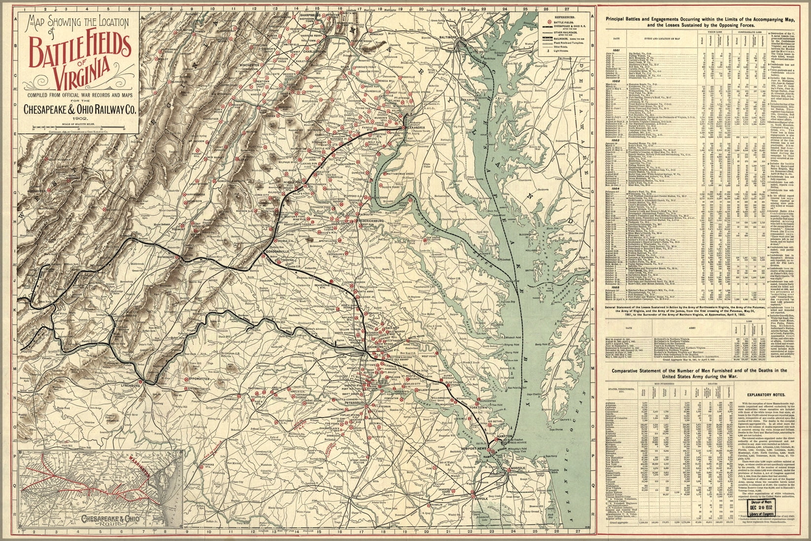 24"x36" Gallery Poster, Map of battle fields of Virginia 1902 - Walmart.com