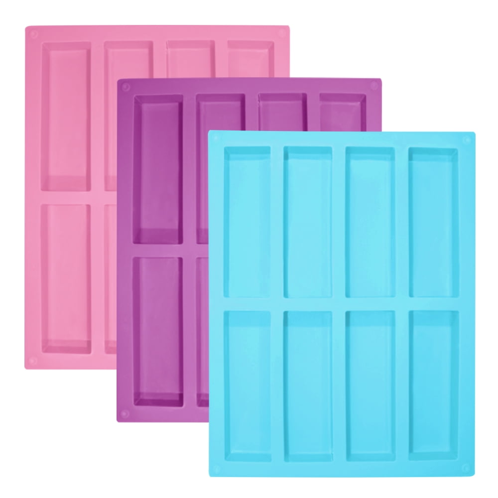 SENHAI 3 Pack Rectangle Silicone Molds, 8-Cavity Flexible and Non-Stick ...