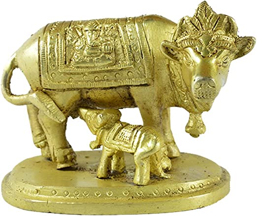 craftuno Brass Cow With Calf Lord Ganesha Carving On Saddle - Walmart.com