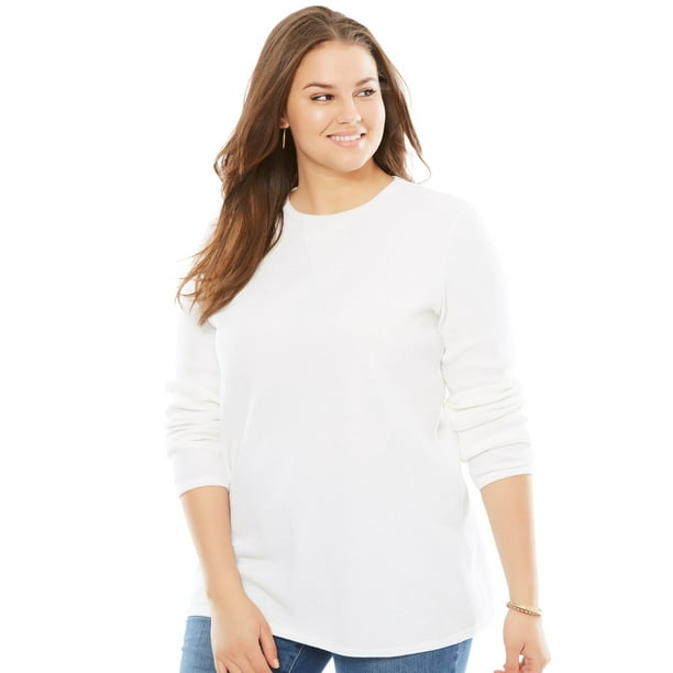 Woman Within - Woman Within Plus Size Thermal Sweatshirt - Walmart.com ...