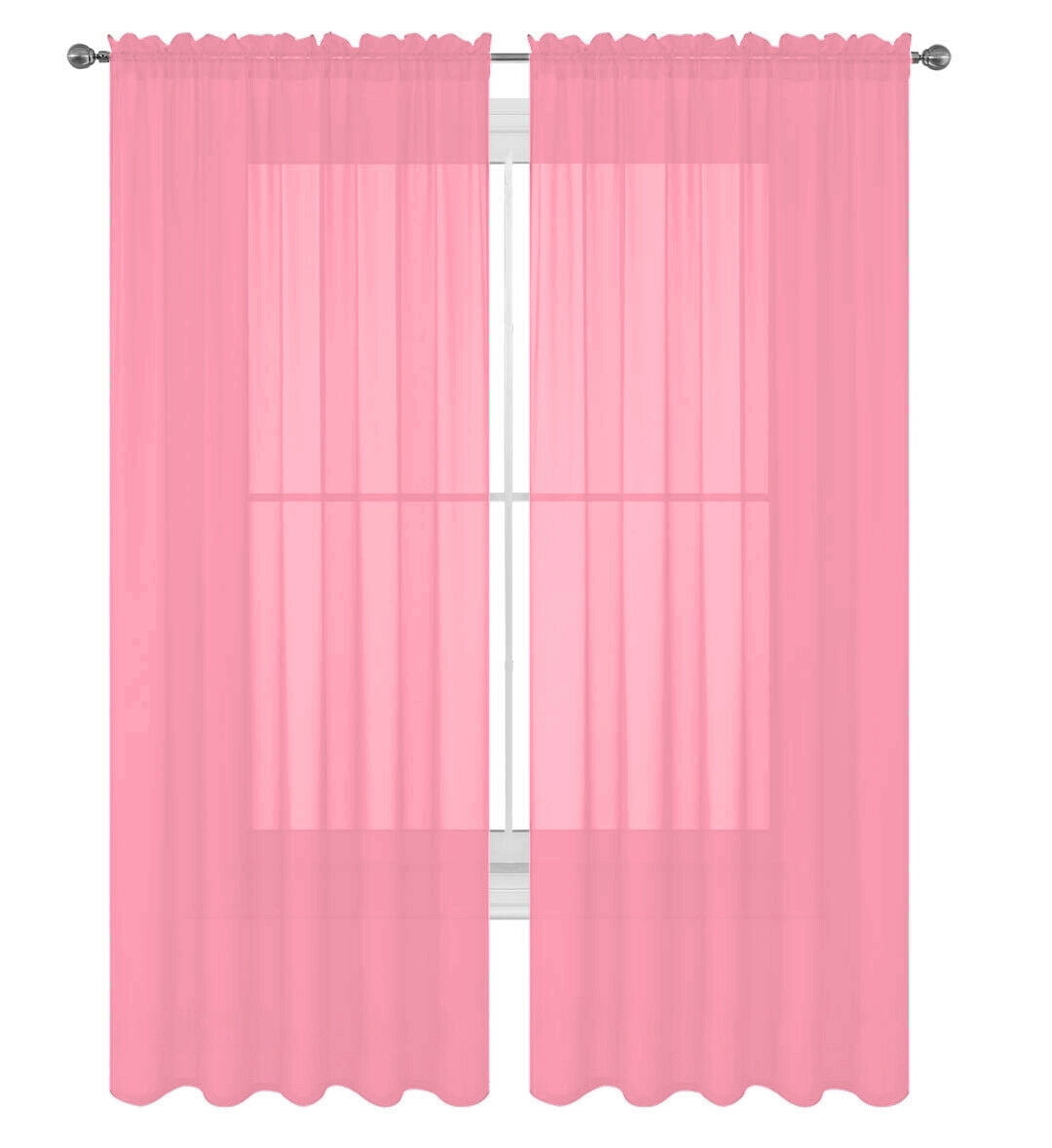 Decotex 2 Piece Elegant Solid Sheer Window Curtain Panels Treatment ...