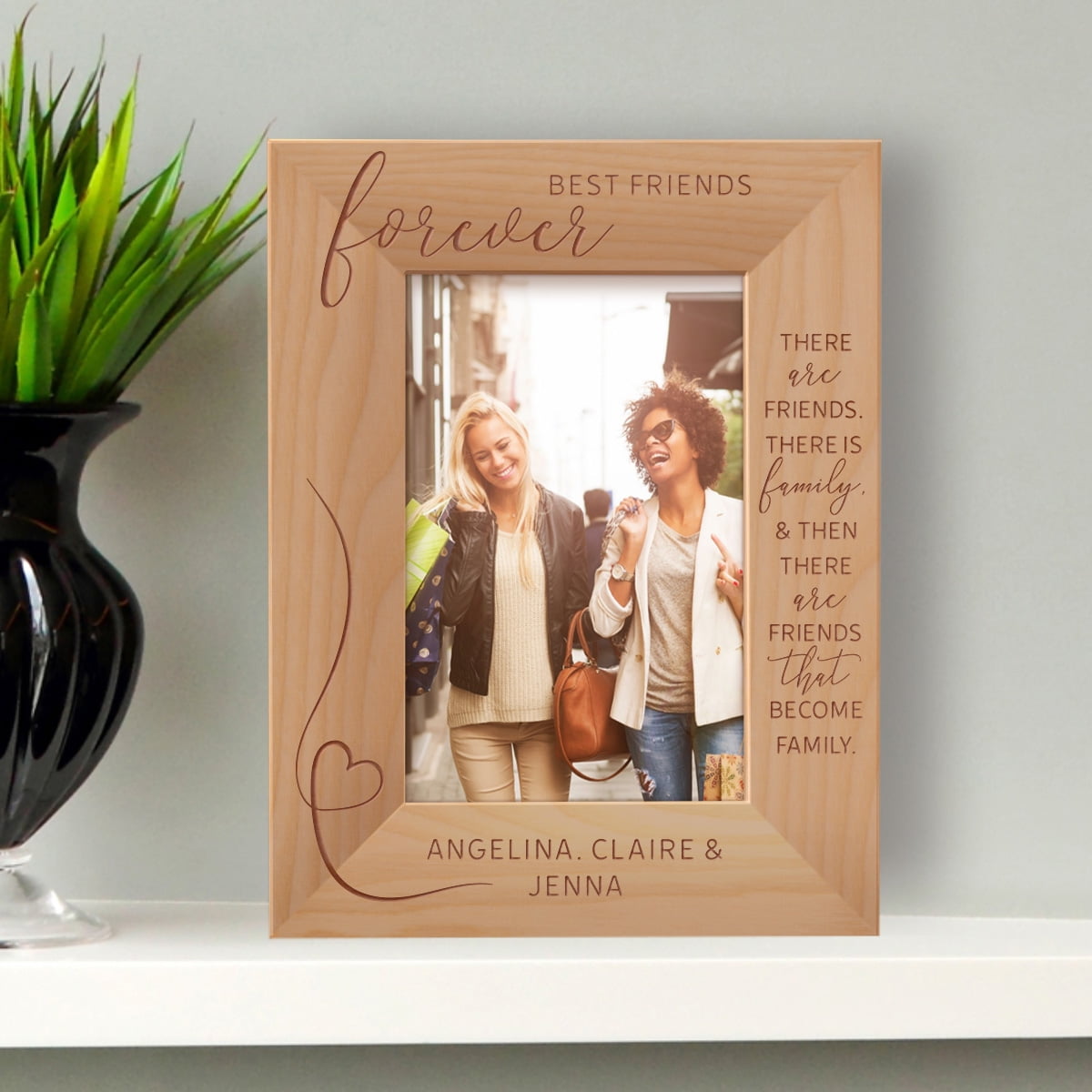 Best Friends Forever Personalized Wooden Frame 4" x 6" Brown (Vertical ...