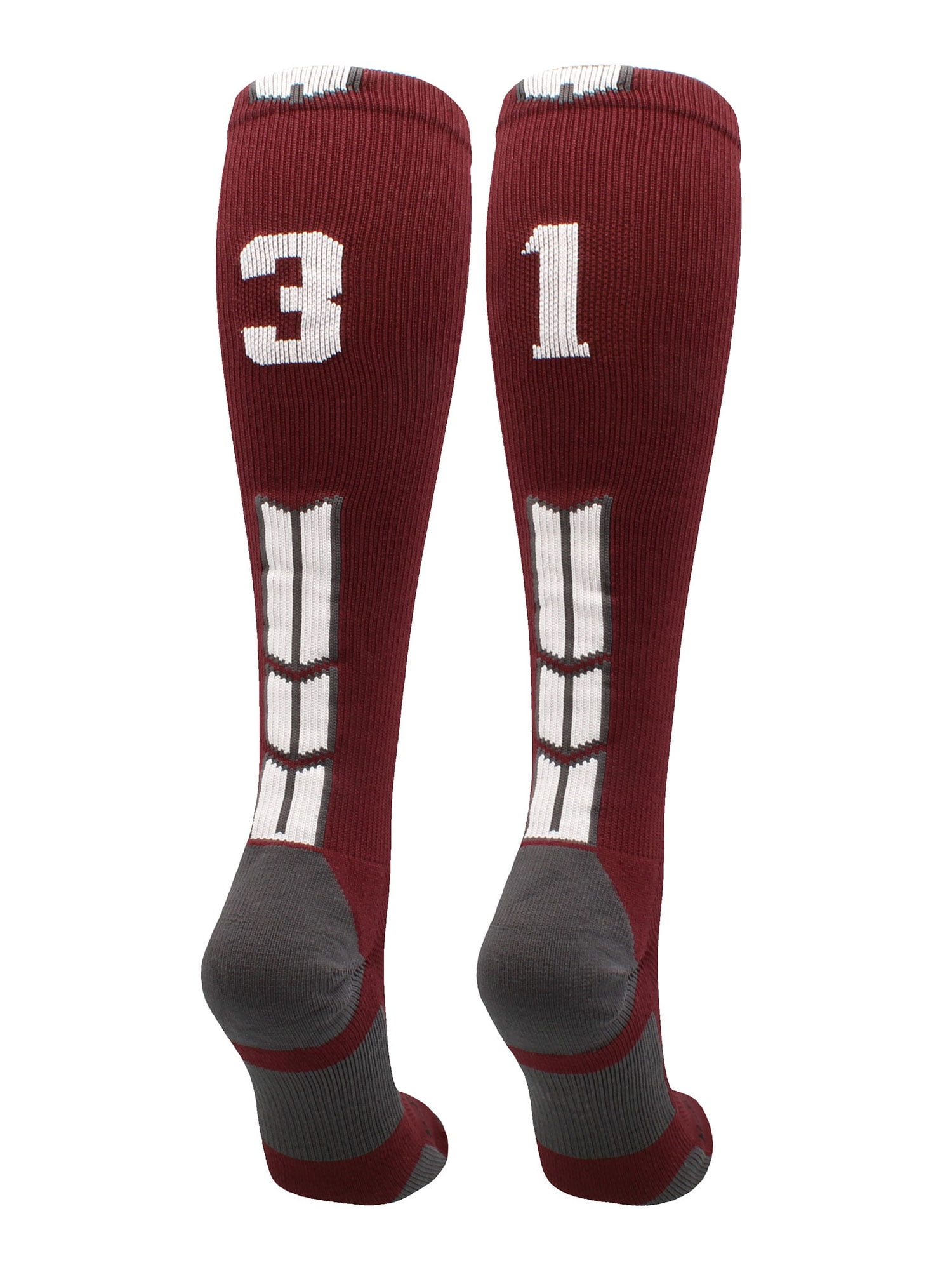 Player Id Number Socks Over the Calf Maroon White (#31, Medium ...