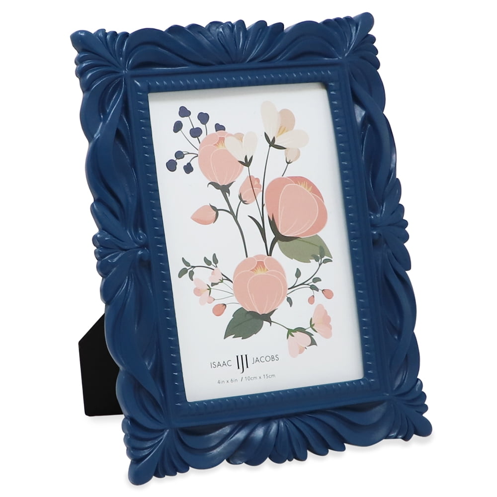 Isaac Jacobs 4x6 Navy Wave Picture Frame, for Tabletop Display ...