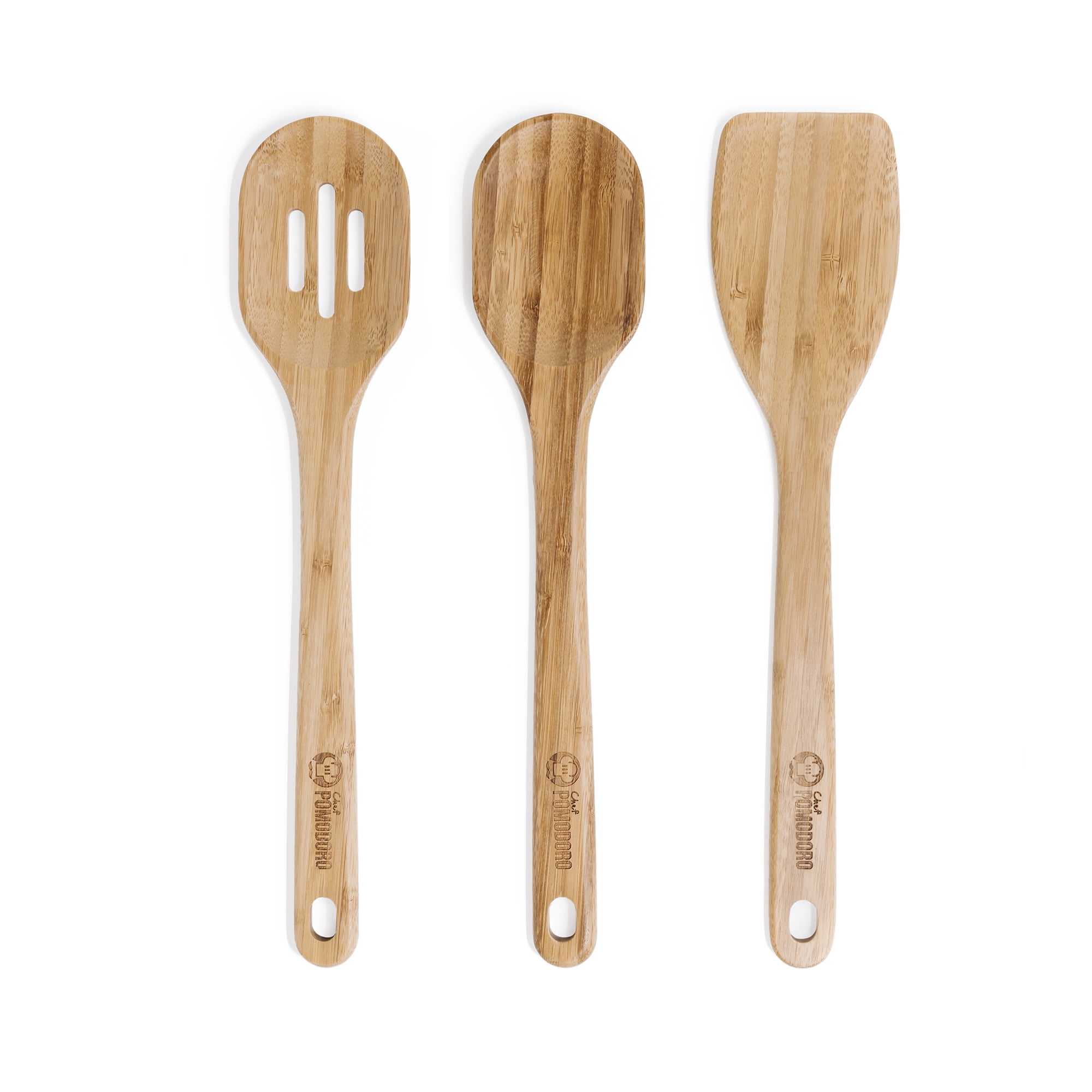 Chef Pomodoro Wooden Cooking Utensils 3-Pc Set, Bamboo, Large 12.5 ...