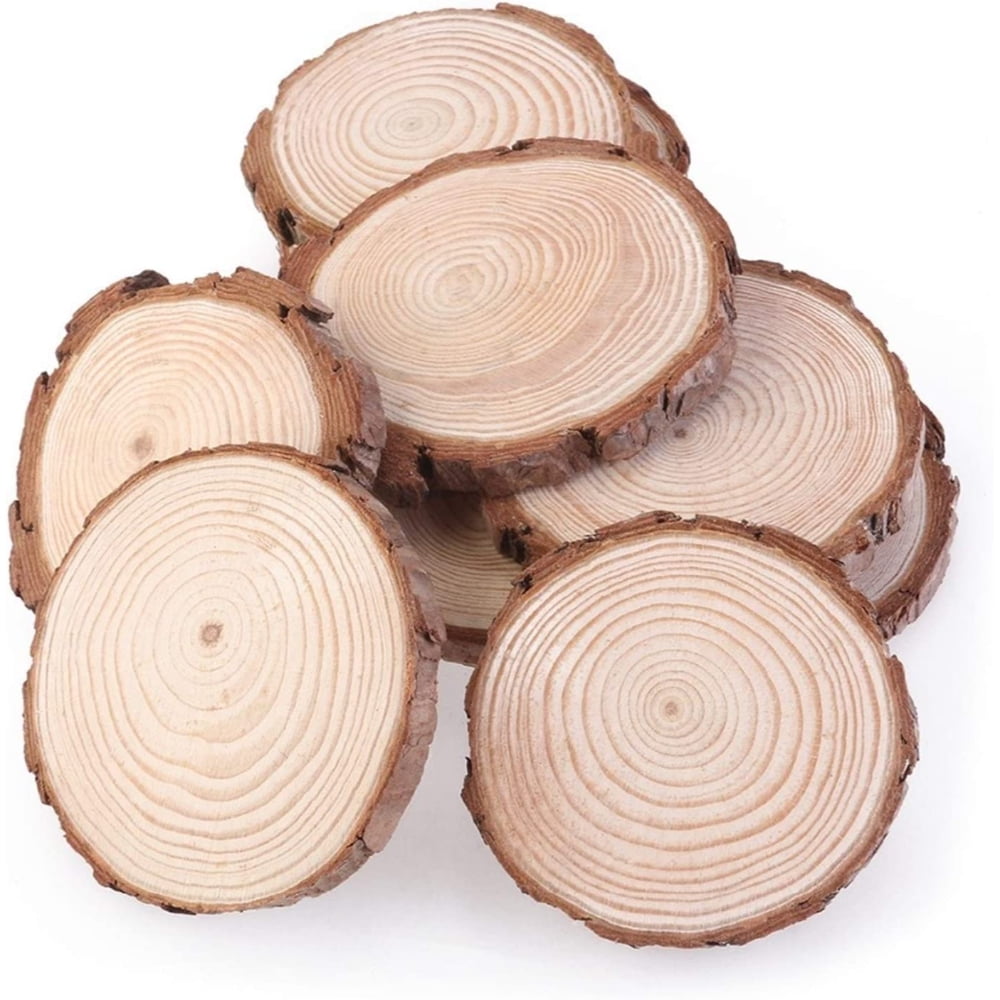 PEACNNG 5 pcs Natural round solid Wood Chip, Unfinished Pine Wood ...