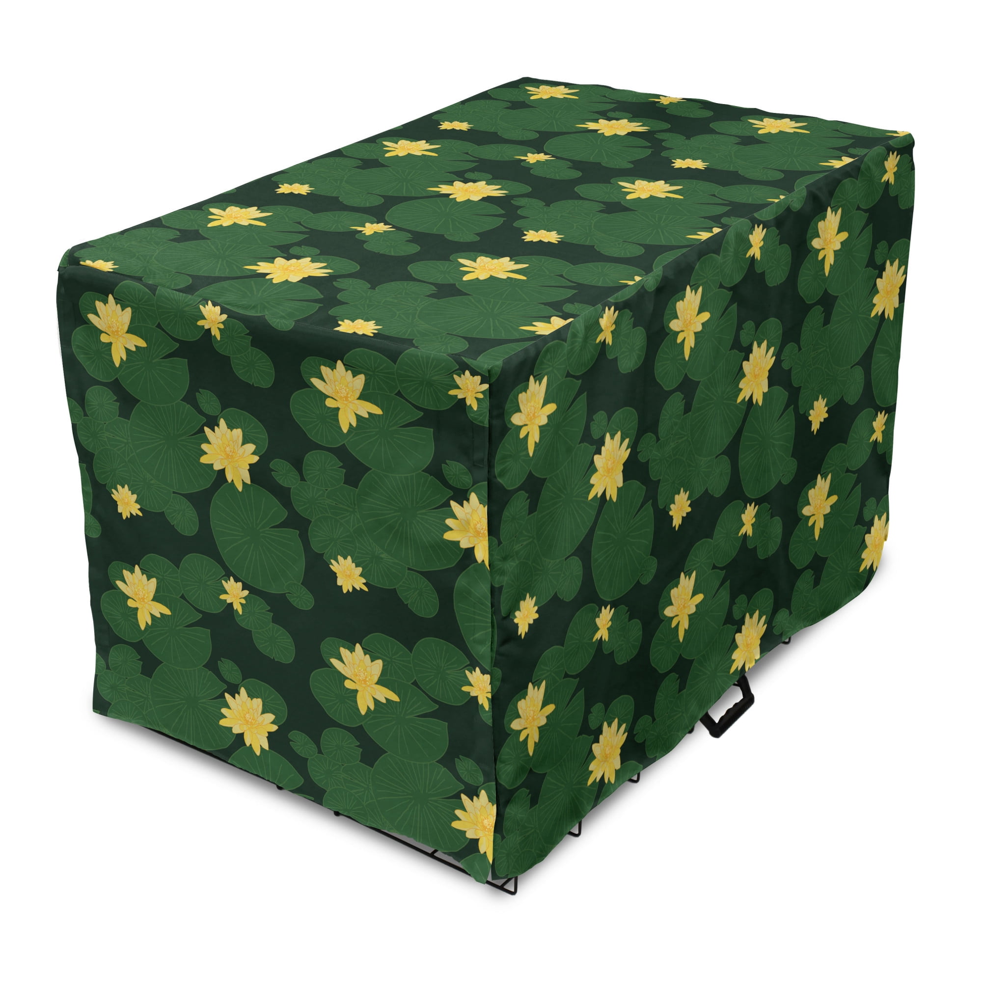 Lotus Flower Dog Crate Cover, Purity Simplistic Print of Pond Related ...