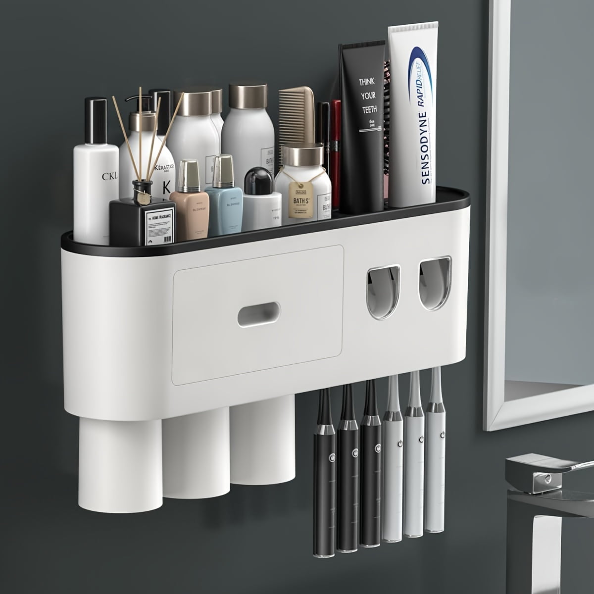 Double Automatic Toothpaste Dispensers Squeezer Kit with Toothbrush ...
