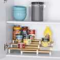 3 Tier Expandable Spice Rack, 4 Pack Bamboo Step Shelf Organizer (White ...