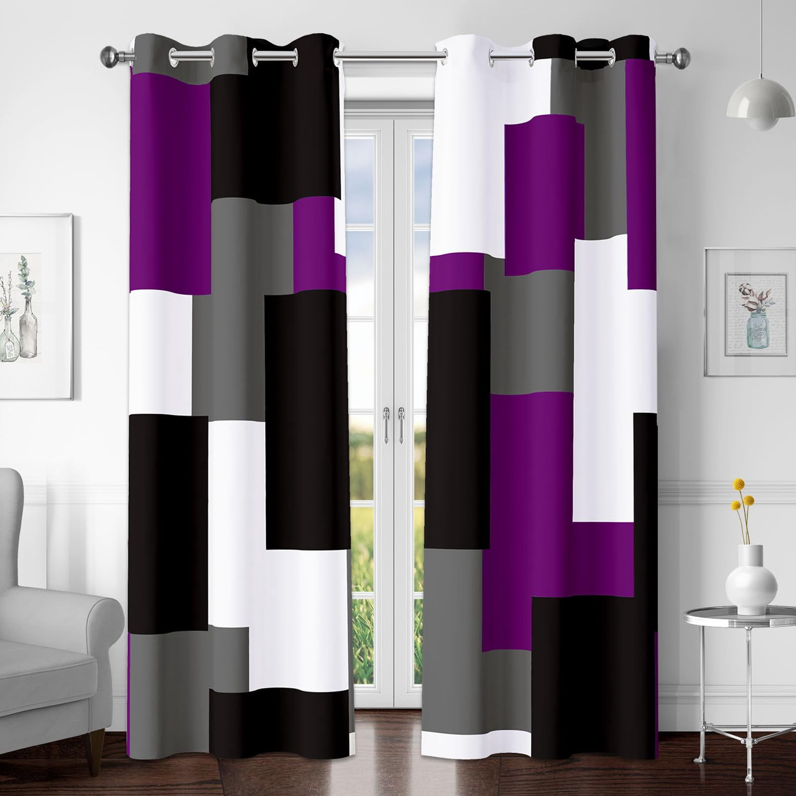 Cortinas opacas Tyrot, color morado, 100% opacas, 214 x 213 cm, 2 ...