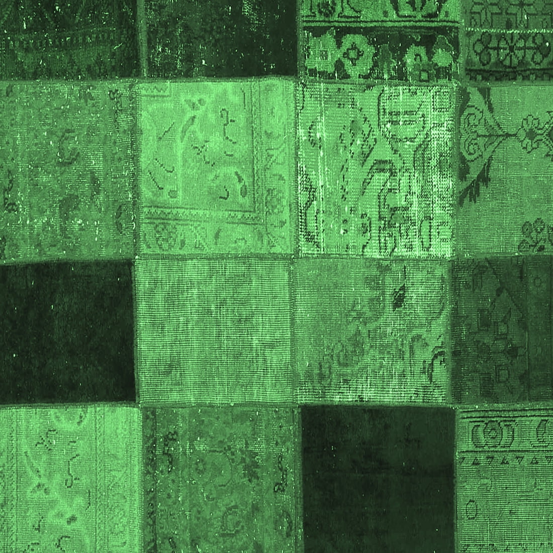 Ahgly Company Indoor Square Patchwork Emerald Green Transitional Area ...