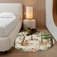 Forest Animals Round Rug 4Ft Small Deer Fox Squirrels Flower Tree Linen ...