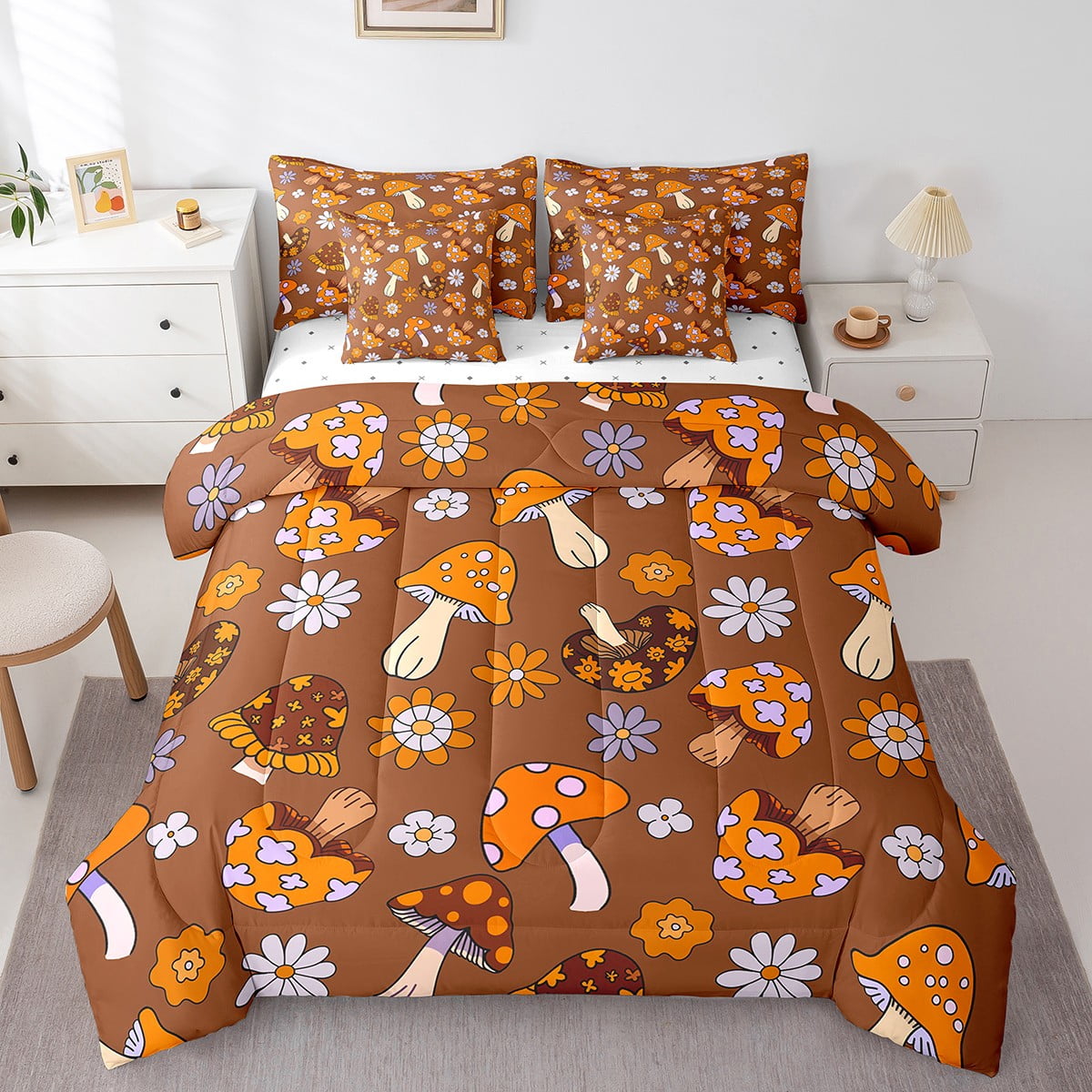 Click here for Yst Groovy Flower Comforter 7 Piece vintage Orange... prices