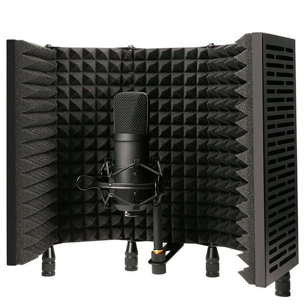 Technical Pro 5-Panel Professional Vocal Microphone Isolation Shield Portable Studio Mic Sound ...