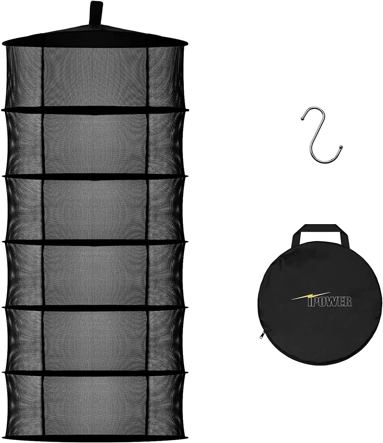 iPower 6-Layer 2-ft Mesh Drying Rack Hanging Design with Green Zippers ...