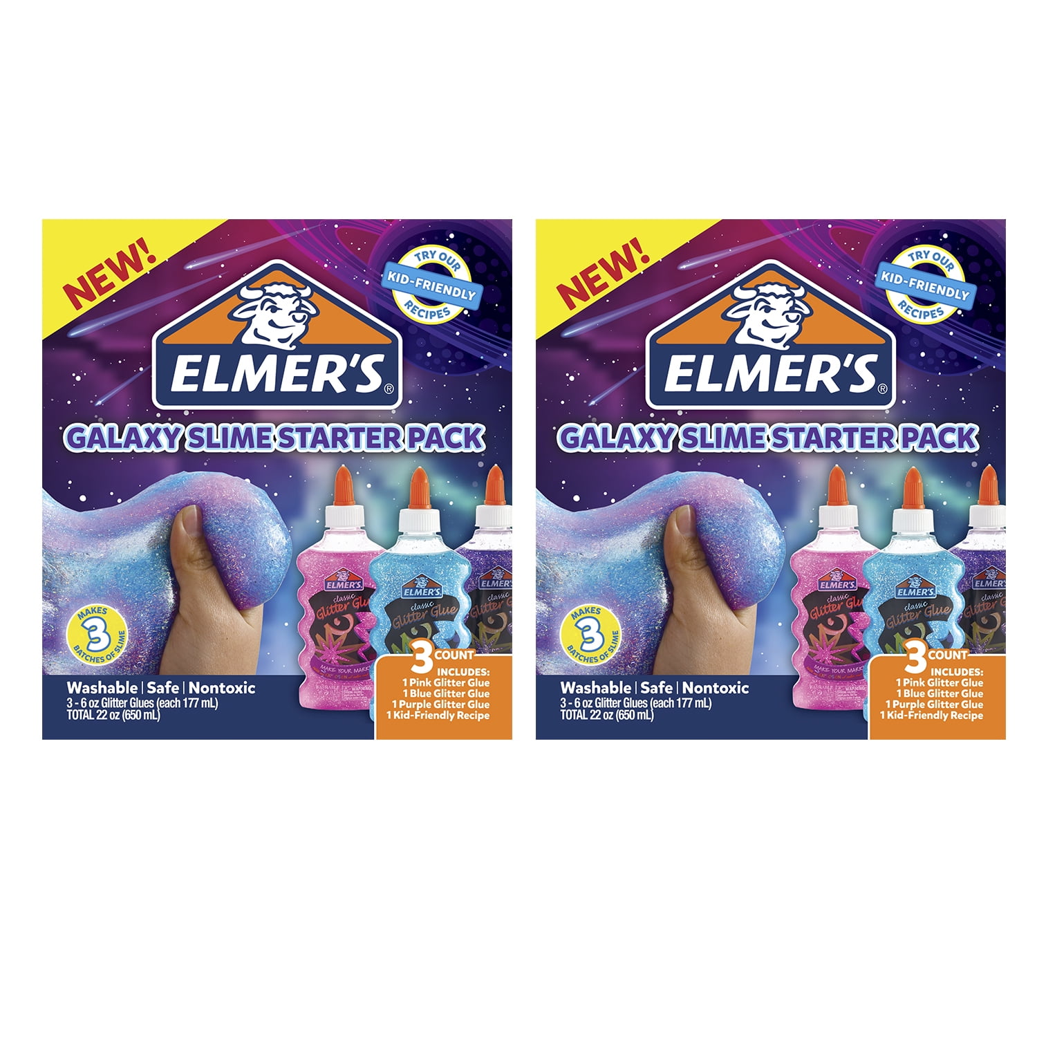 Elmer’s Galaxy Slime Starter Kit with Purple, Pink & Blue Glitter Glue ...