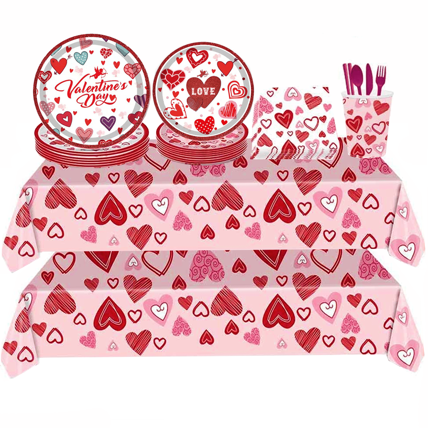Valentines Day Party Tableware Set,Valentines Day Party Supplies Serves ...