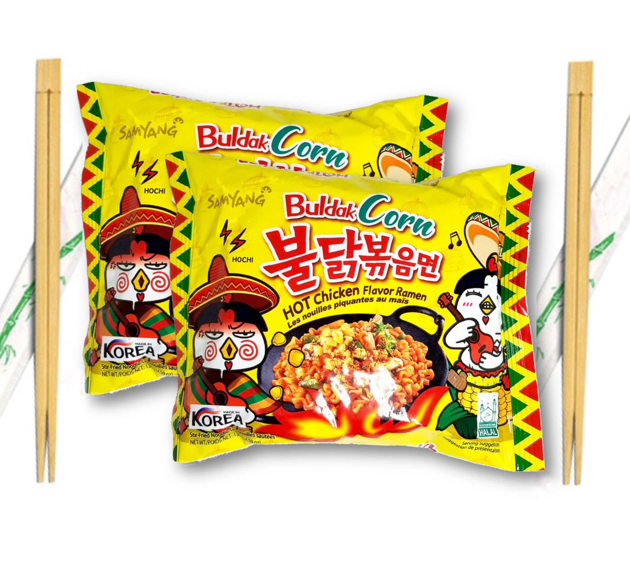 Samyang Buldak CORN Hot Chicken Flavor Ramen Stir-Fried With Wooden ...