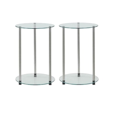 Lavish Home End Table with Storage – Round Wire Basket Base Nesting ...