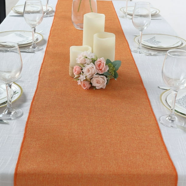 Efavormart 14"x108" Orange Boho Chic Rustic Table Runner Linen Jute ...