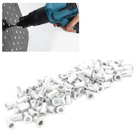 Pull Riveting Nuts, 100 Pcs Aluminum Galvanized Flat Head Threaded Insert Nut Vertical Hardware ...