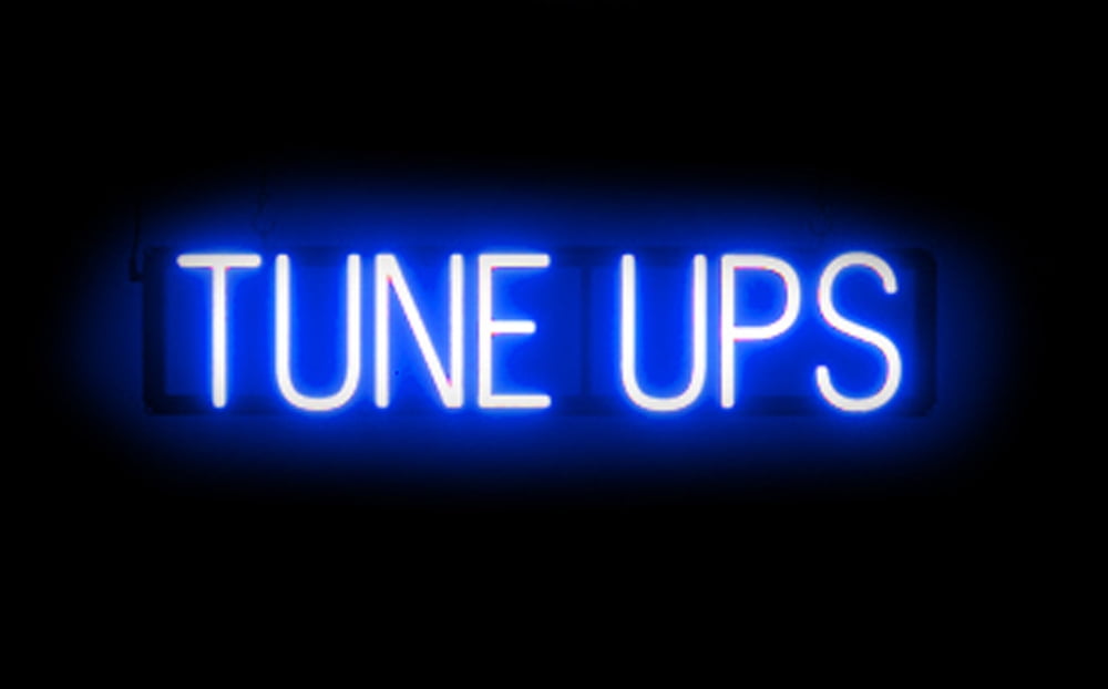 SpellBrite TUNE UPS LED Sign for Business. 29.3" x 6.3" Blue TUNE UPS ...