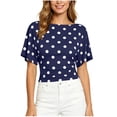 CBASIHI Womens Polka Dot T Shirts- Boat Neck Rushed Tie Back Short ...