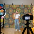 Bohemian Gold Floral Photography Backdrop 10x8FT, Boho Tribal Ethnic ...