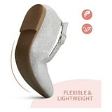 Bocca Girl's Silver Glitter Ballet Flat Ankle Strap Ballerina Flat ...