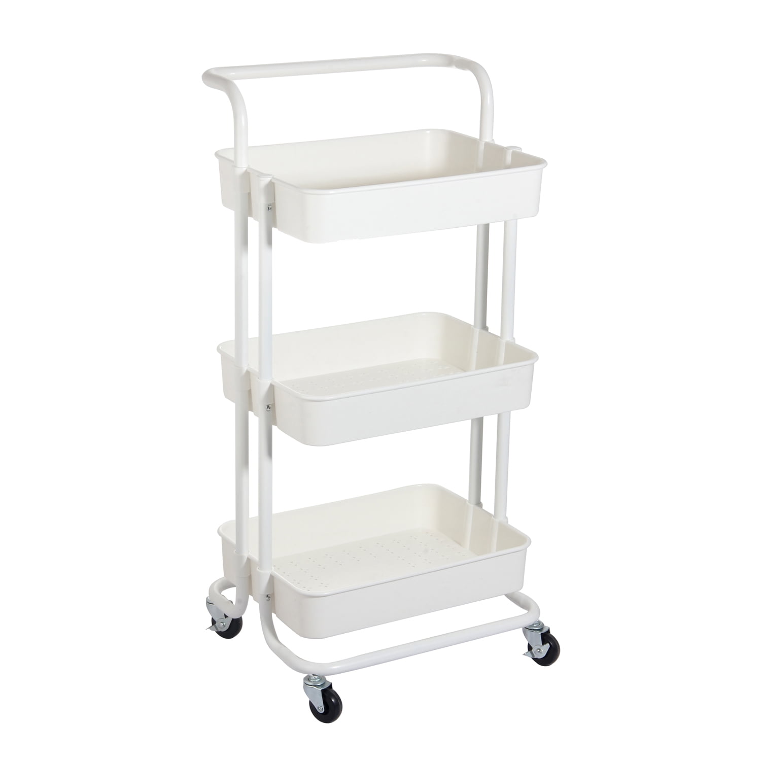 Jessar - 3 Tier Trolley On Wheel, White - Walmart.com