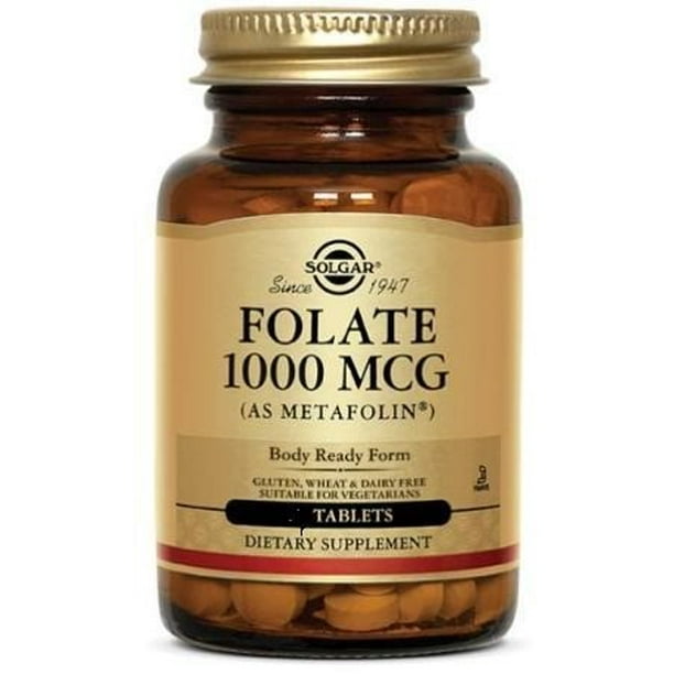 Solgar Folate 1000 mcg (as Metafolin) Tablets, 120 Ct - Walmart.com ...