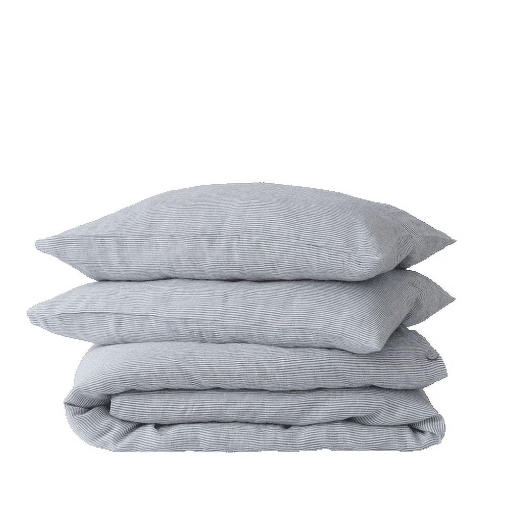 Edición limitada Juego de funda nórdica de lino con rayas azules ...