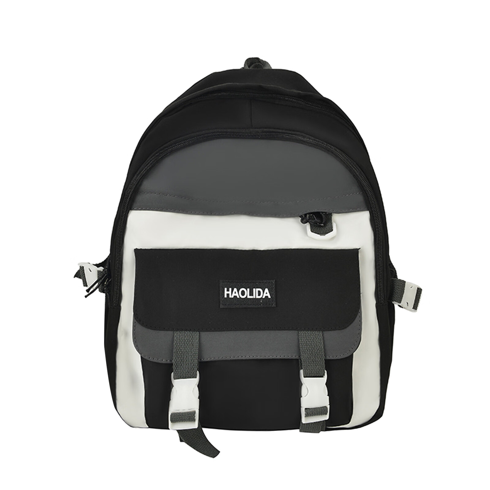 Men and Women Adult Colorblock Nylon Backpack Zipper Student School Bag ...