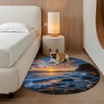 Beach Reef Round Living Room Rugs 4 ft, Country Sunset Ocean Waves Reef ...