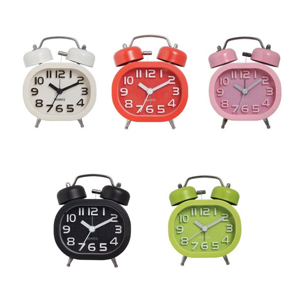 kurtrusly Alarm Clock Non-Tick Sweeper Bedroom Glass Mirror Timepiece ...