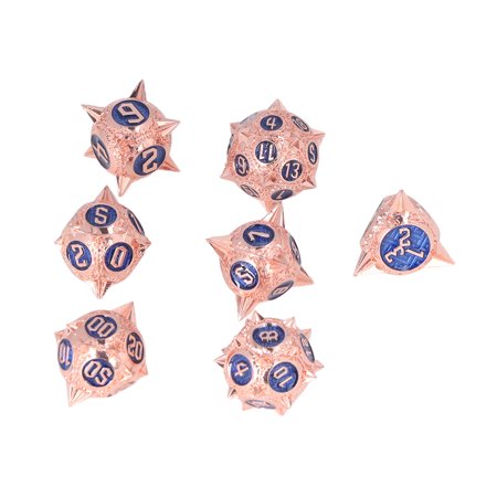 Metal Dice Set, 7 PCS Metal Board Game Dice Balanced Scrolling Long ...