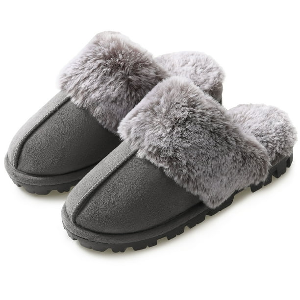HOMEHOT Womens Slippers Memory Foam Fuzzy Plush Lined House Slippers ...
