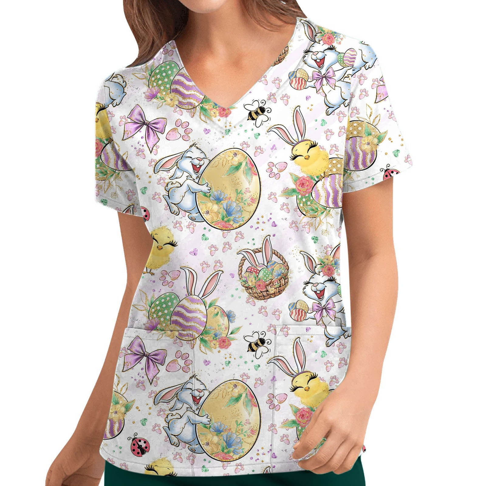 Click here for Topllc Womens V-Neck Short Sleeve Scrub Top  Easte... prices