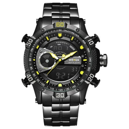 WEIDE WH6902 Dual Display Two Movement Quartz Digital Men Watch 3ATM ...