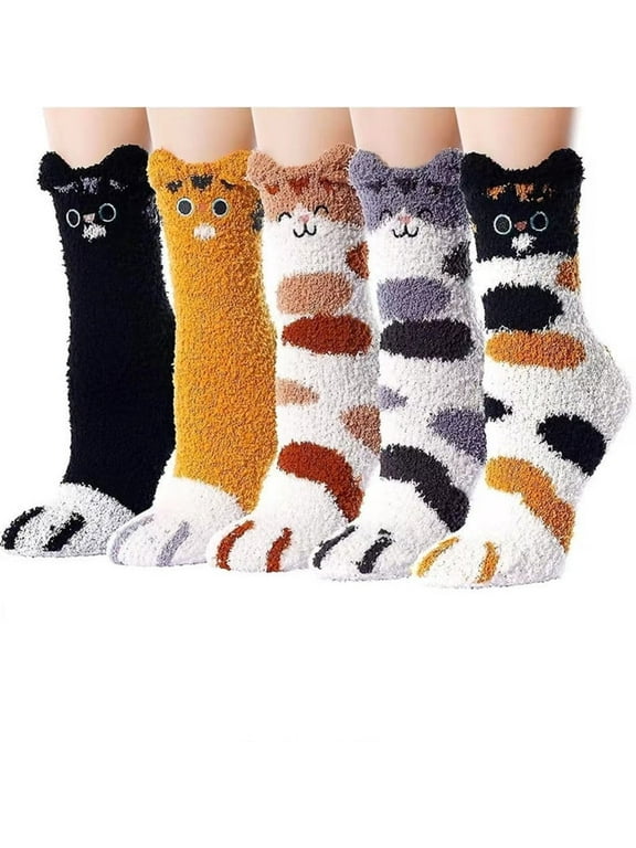 JOOCAR Women's Fuzzy Christmas Socks, Soft Fluffy Cartoon Monster ...