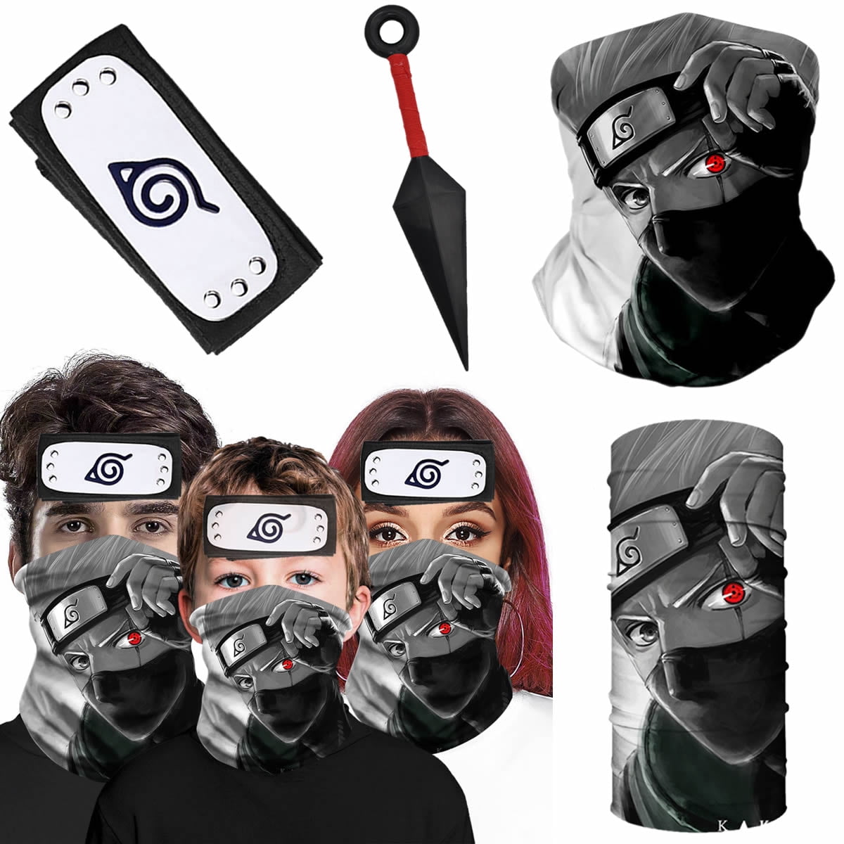 Anime Naruto Cosplay Mask Uzumaki Kakashi Accessories Set Kunai ...