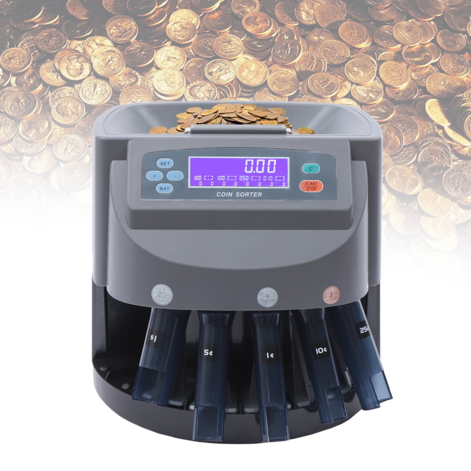 Miumaeov Electric Coin Counter Machine with Counting Tray, Sorts ...