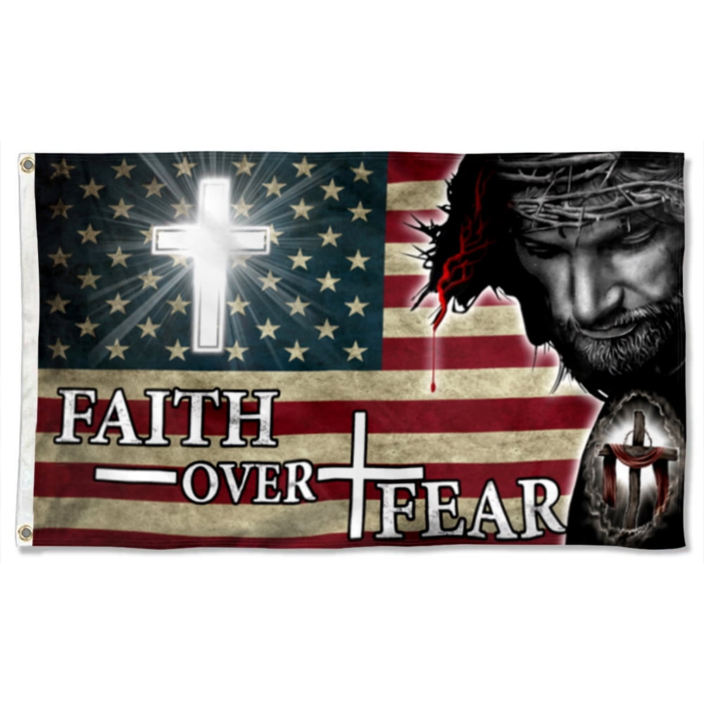 Cayyon Jesus Flag 3x5feet Faith Over Fear Jesus Christian Cross