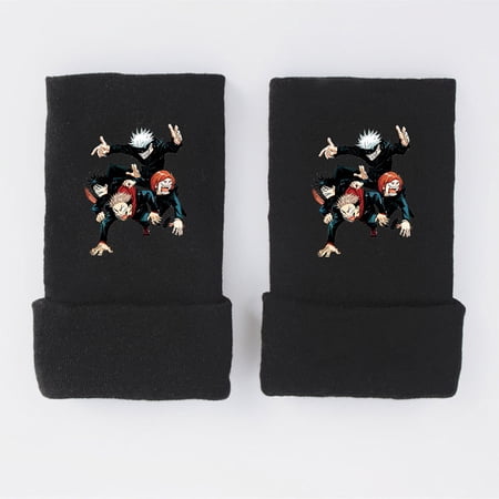 Liveday Jujutsu Kaisen Gloves Knitted Fingerless Mittens with Thumbhole ...