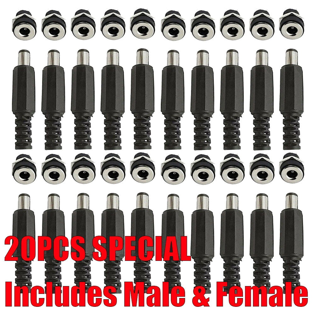 20pcs MALE BARREL JACK PLUG FEMALE SOCKET PANEL MOUNT DC 12V POWER ...
