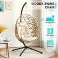 SWITTE Hanging Egg Chair with Stand, Outdoor & Indoor Swing Egg Chair ...