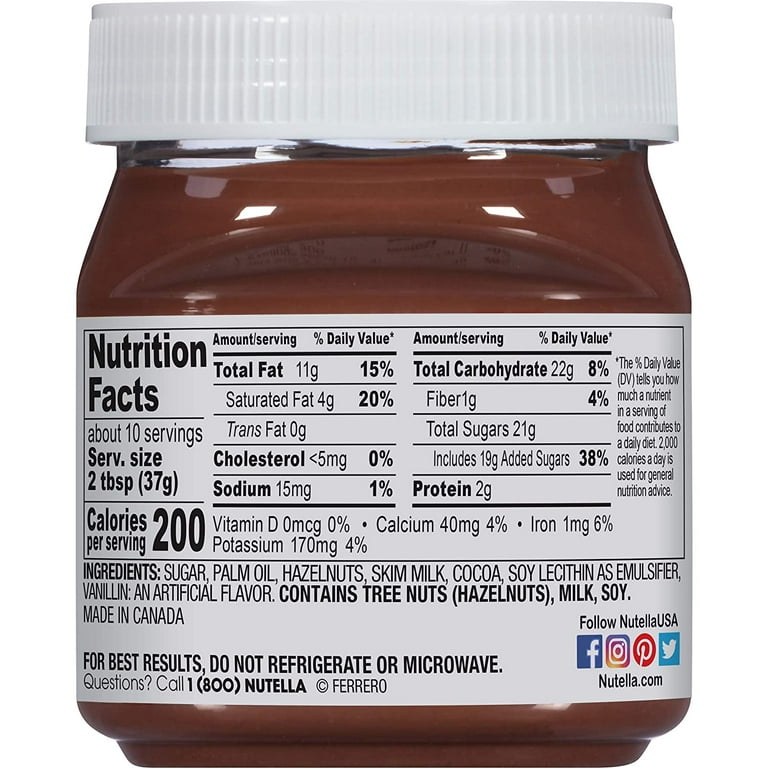 Nutella Nutrition Label