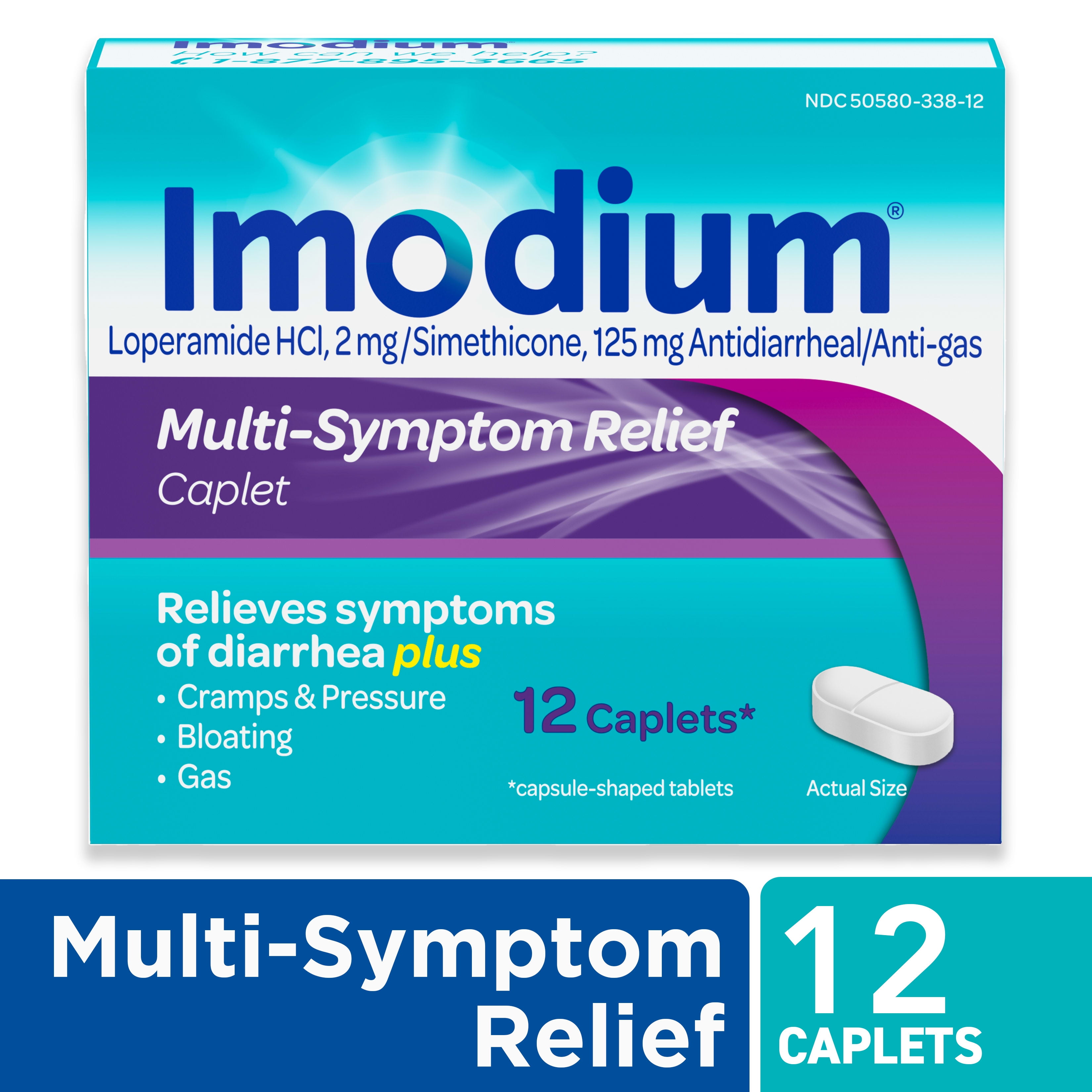 Imodium Multi-Symptom Relief Anti-Diarrheal Medicine Caplets, 12 ct ...
