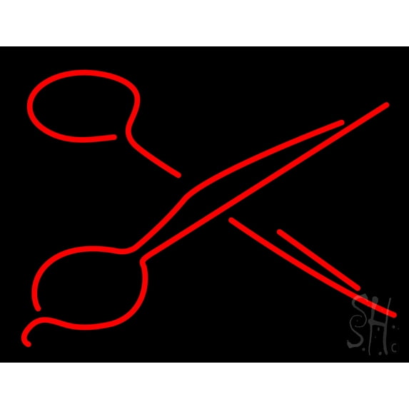 Red Scissors LED Neon Sign 24 x 31 - inches, Black Square Cut Acrylic ...
